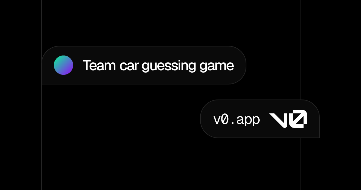 Team car guessing game – v0 by Vercel