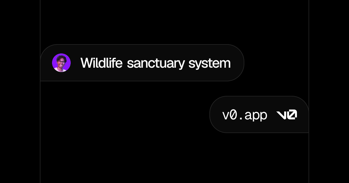 Wildlife sanctuary system – v0 by Vercel