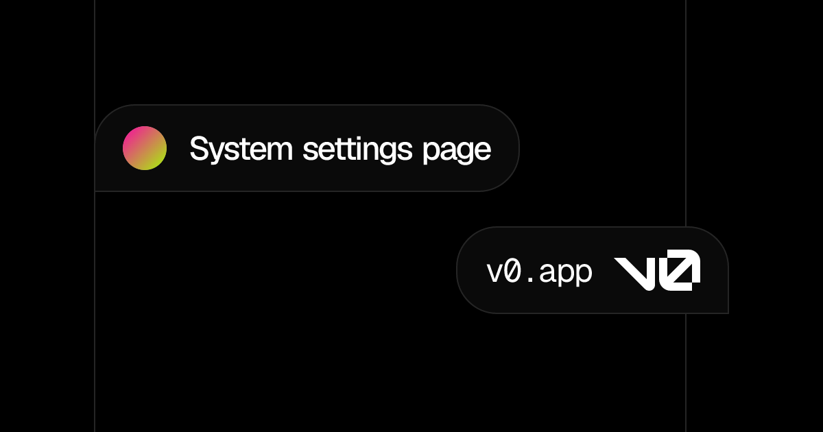 System settings page – v0 by Vercel