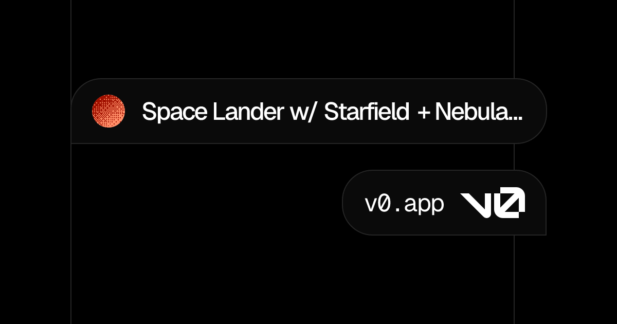 Space Lander w/ Starfield + Nebula + Shooting Stars – v0 by Vercel
