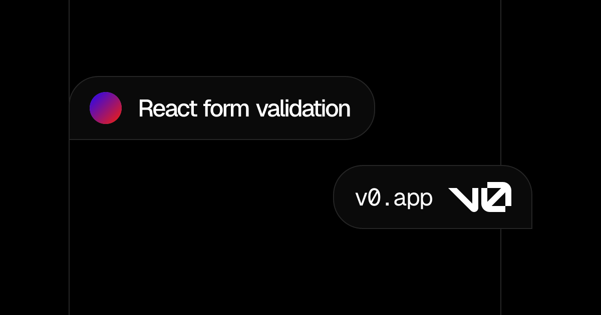 React Form Validation V0 By Vercel